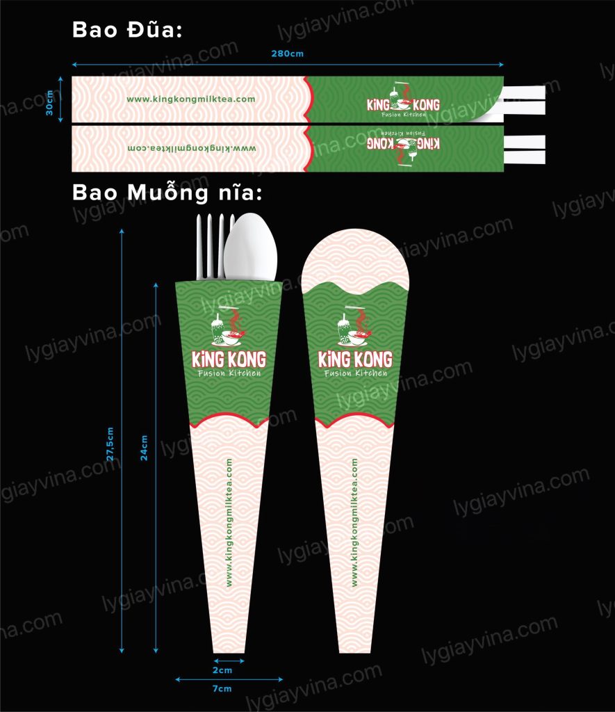 Bao đũa - Bao muỗng - Bao nĩa - In bao giấy đựng đũa muỗng giá rẻ
